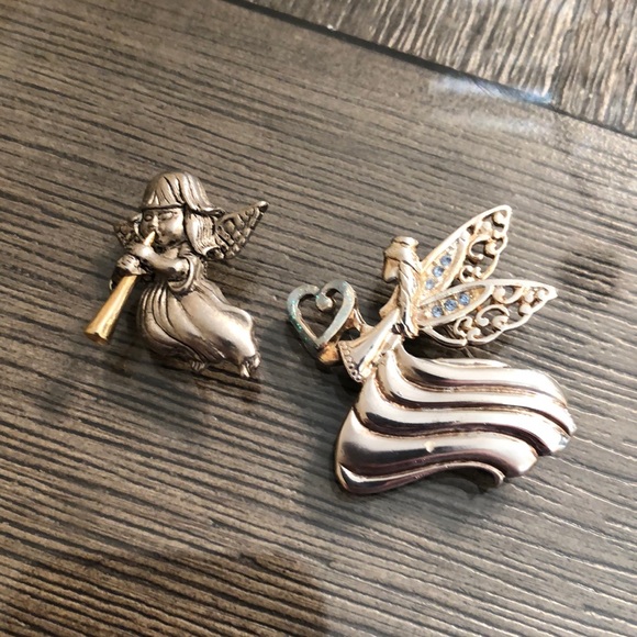 Vintage | Jewelry | Vintage Angel Pins Set Of 2 Angel With Trumpet ...
